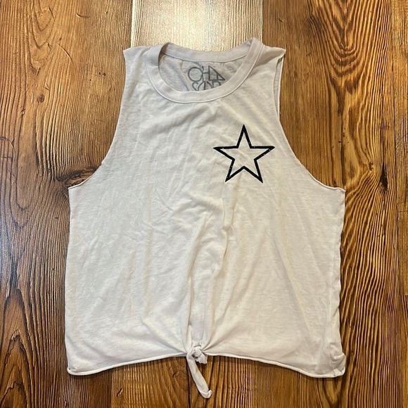 Chaser | Tops | White Chaser Tie Front Muscle Tank With Black Sparkle ...